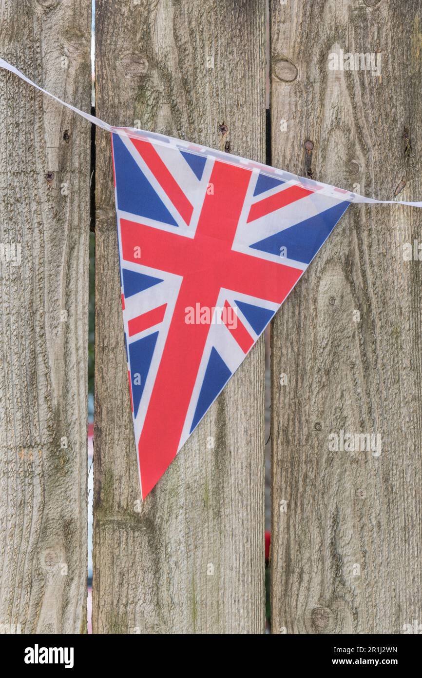 Union Jack bunting hung out for celebrations for King Charles ...