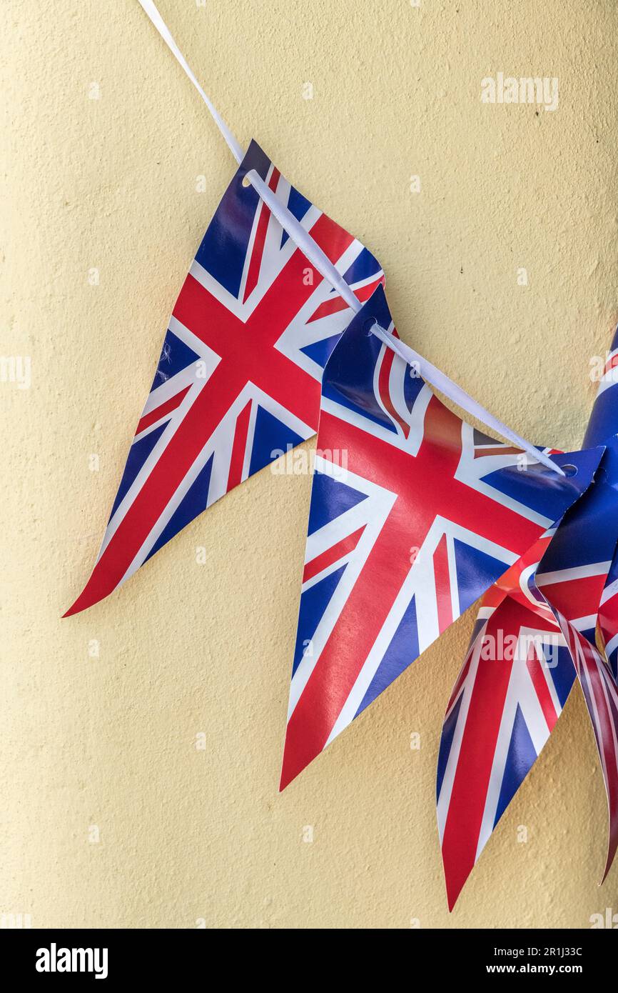 Union Jack bunting hung out for celebrations for King Charles ...
