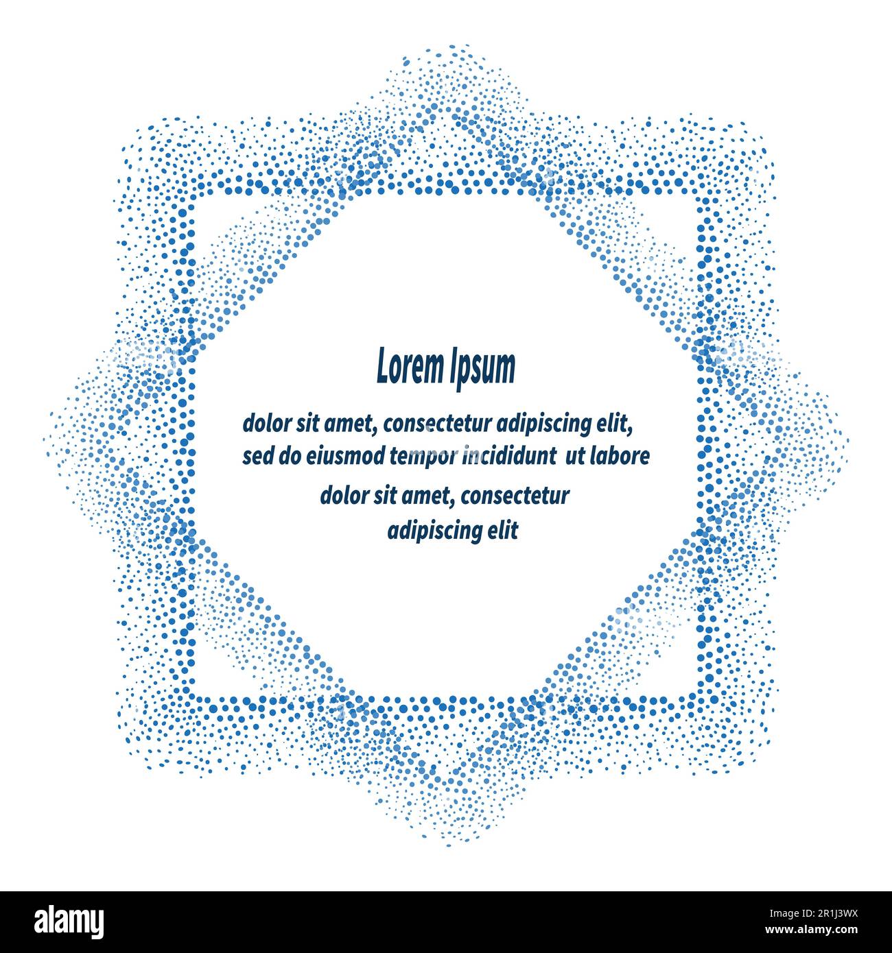 Hand drawn dotted blue frame isolated on white background. Vector ...