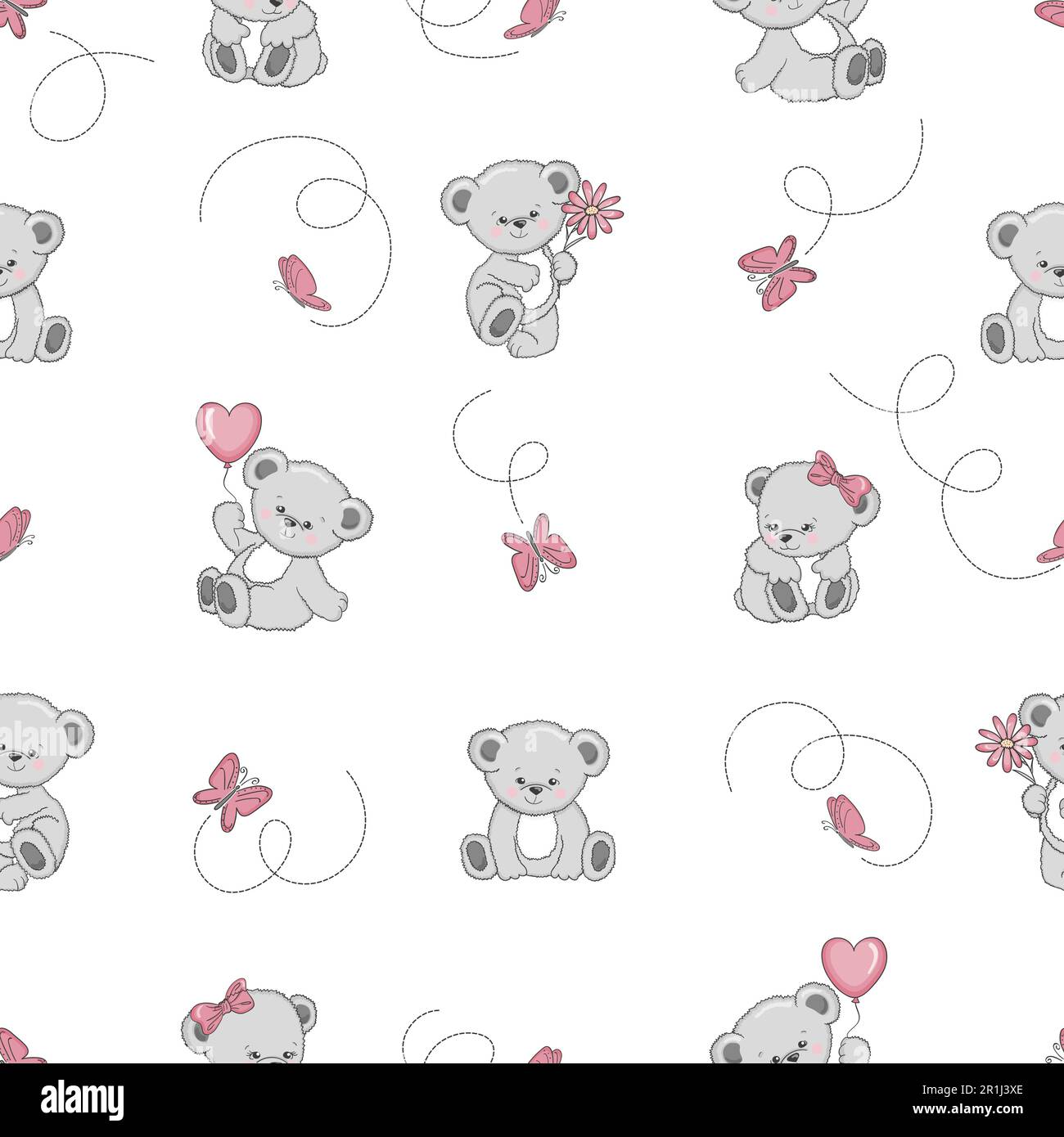 Seamless pattern with cute cartoon Teddy bears. Vector background for ...