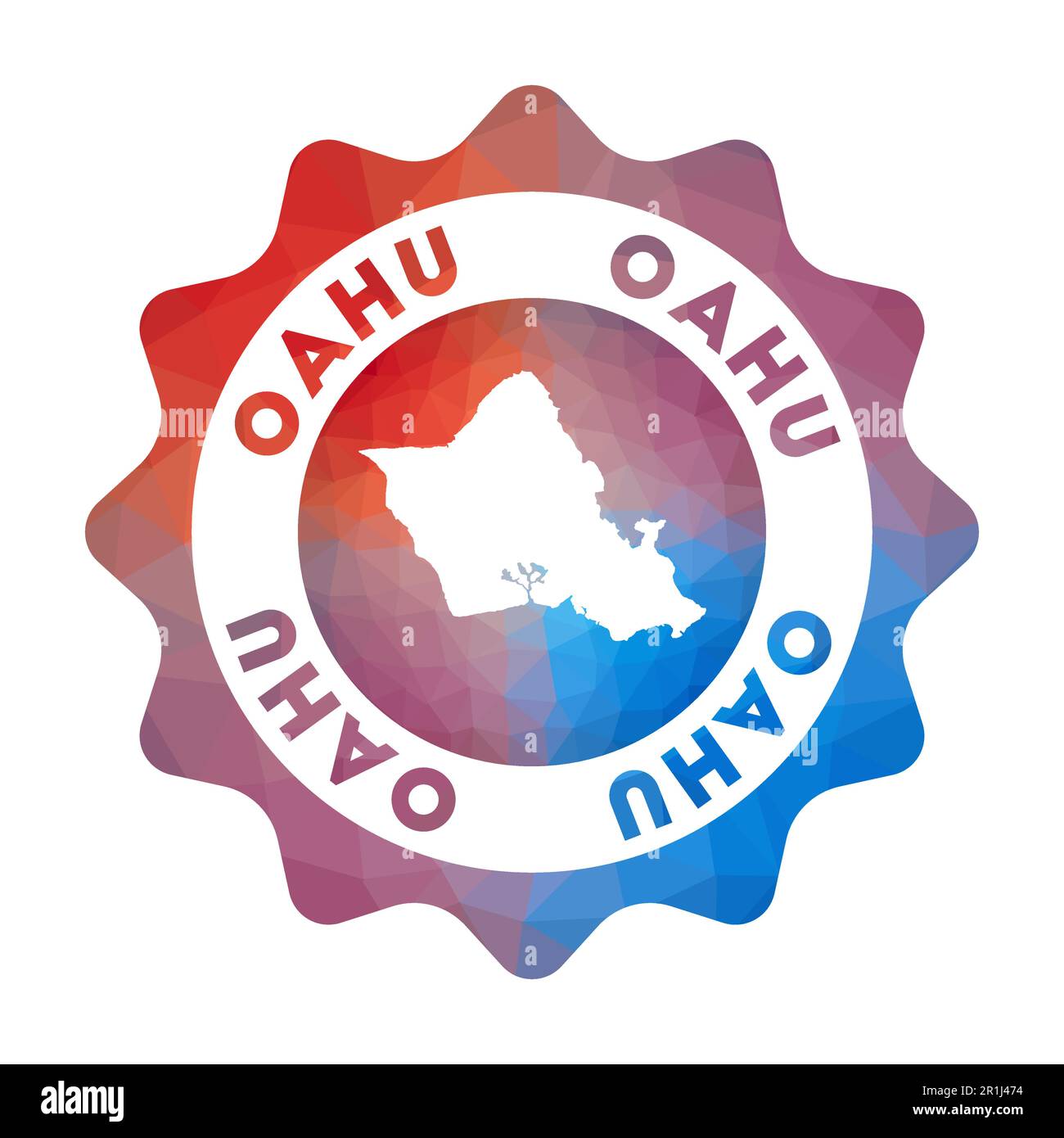 Oahu low poly logo. Colorful gradient travel logo of the island in ...