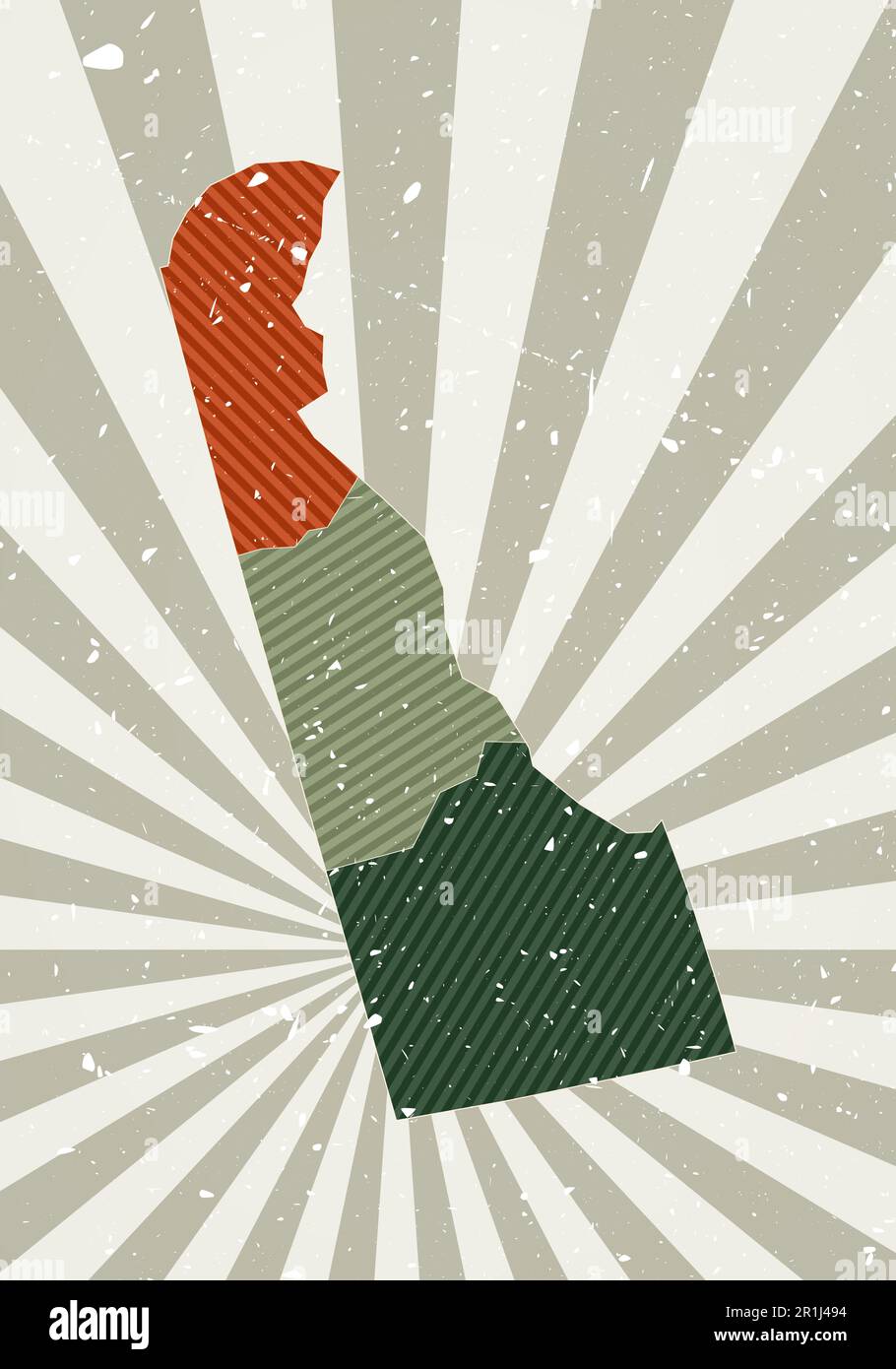 Delaware vintage map. Grunge poster with map of the us state in retro ...