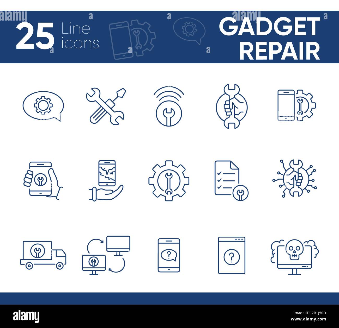 Gadget repair line icon set Stock Vector Image & Art - Alamy