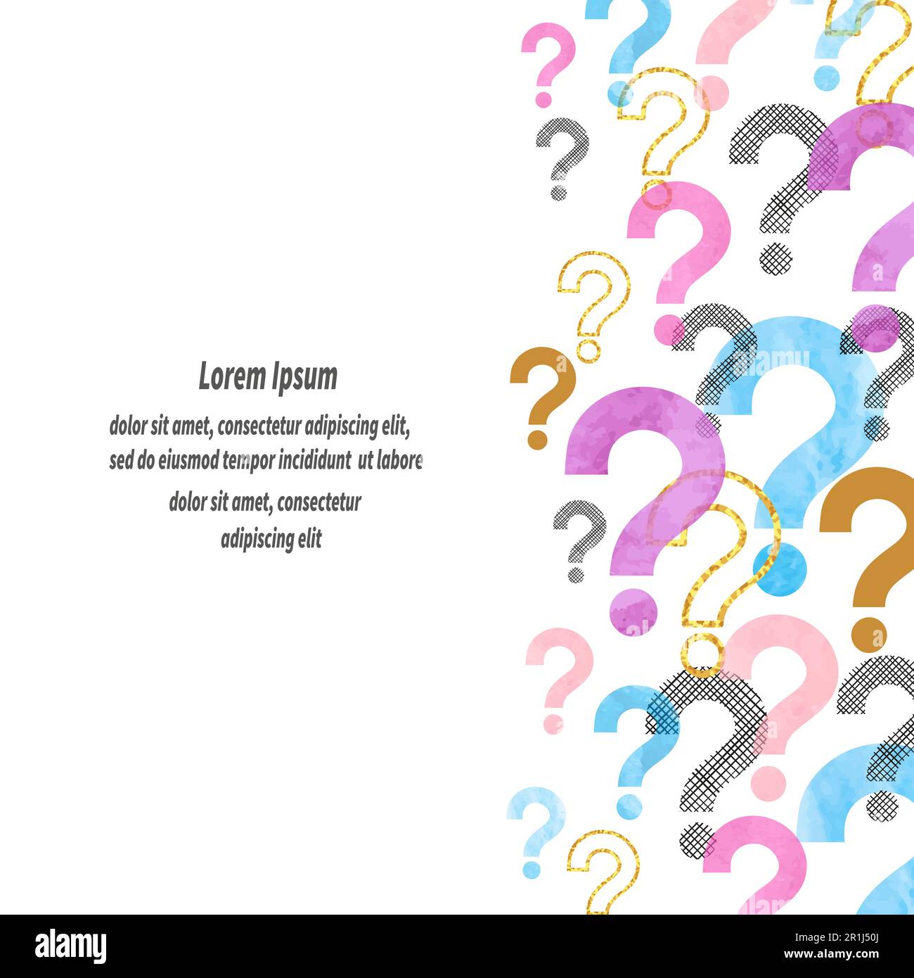 Colorful watercolor question mark vector background with place for text ...
