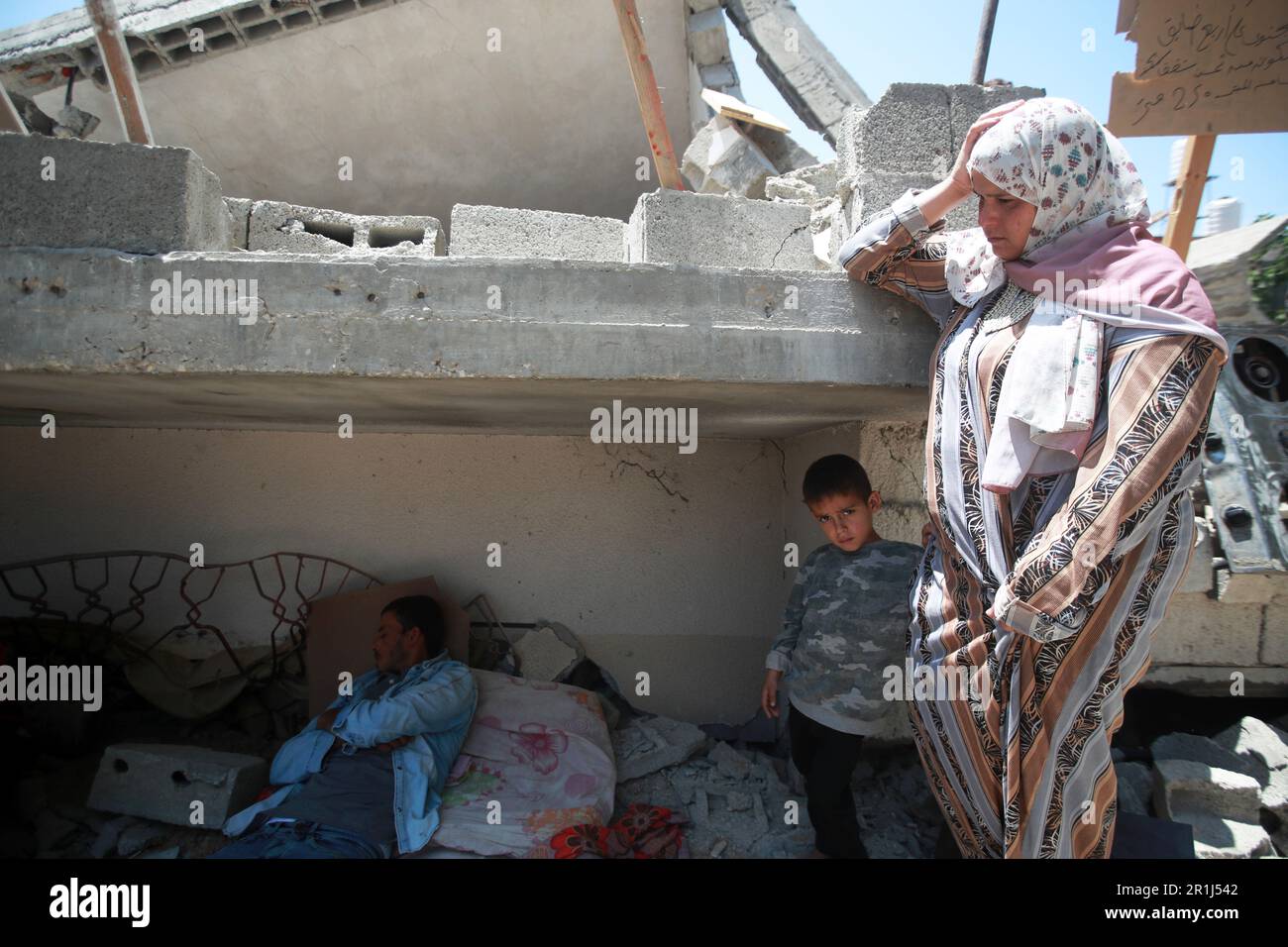 Gaza City. Palestine. 14th May 2023. The Nabhan family lost their home ...