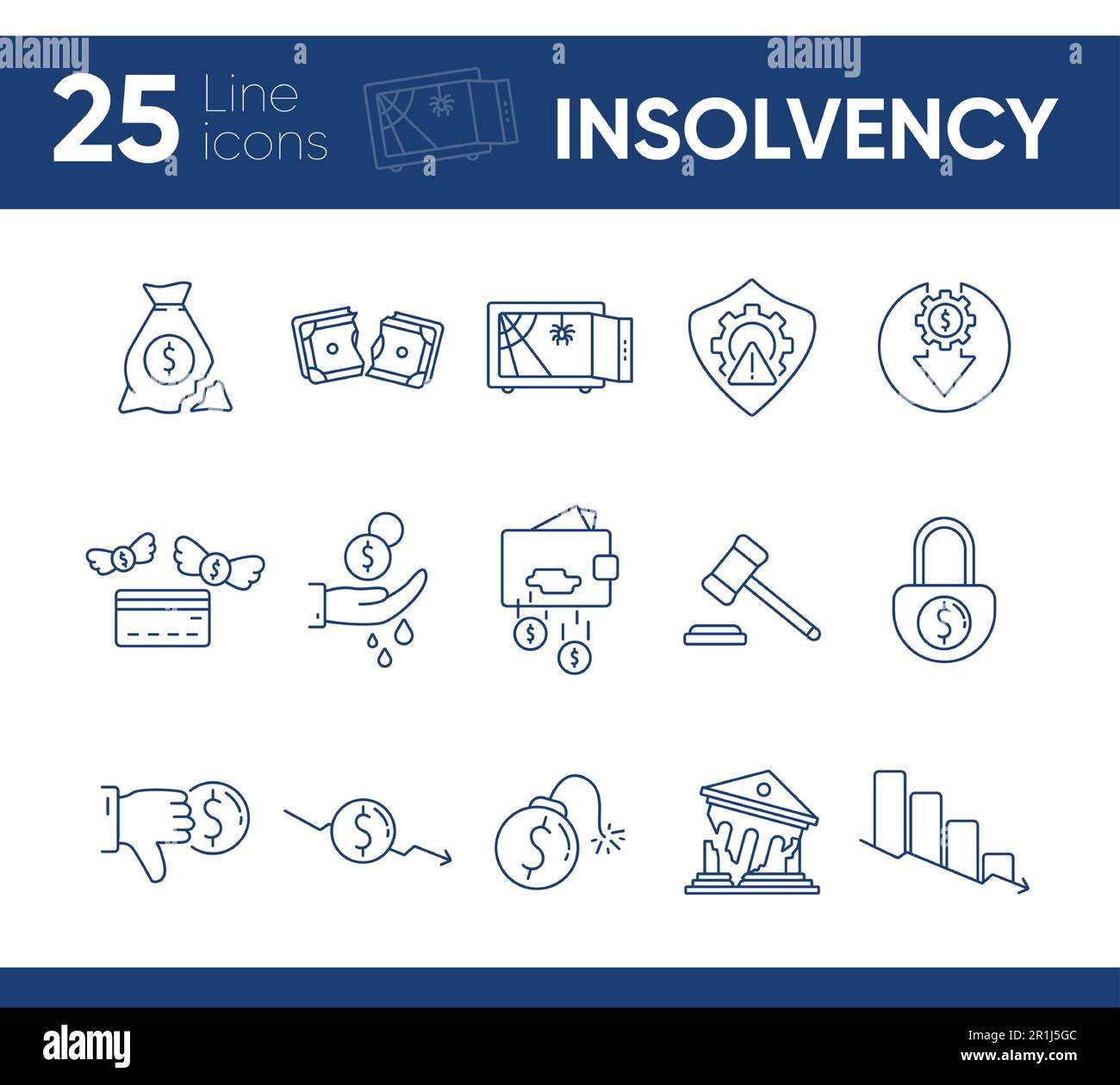 Insolvency line icon set Stock Vector Image & Art - Alamy