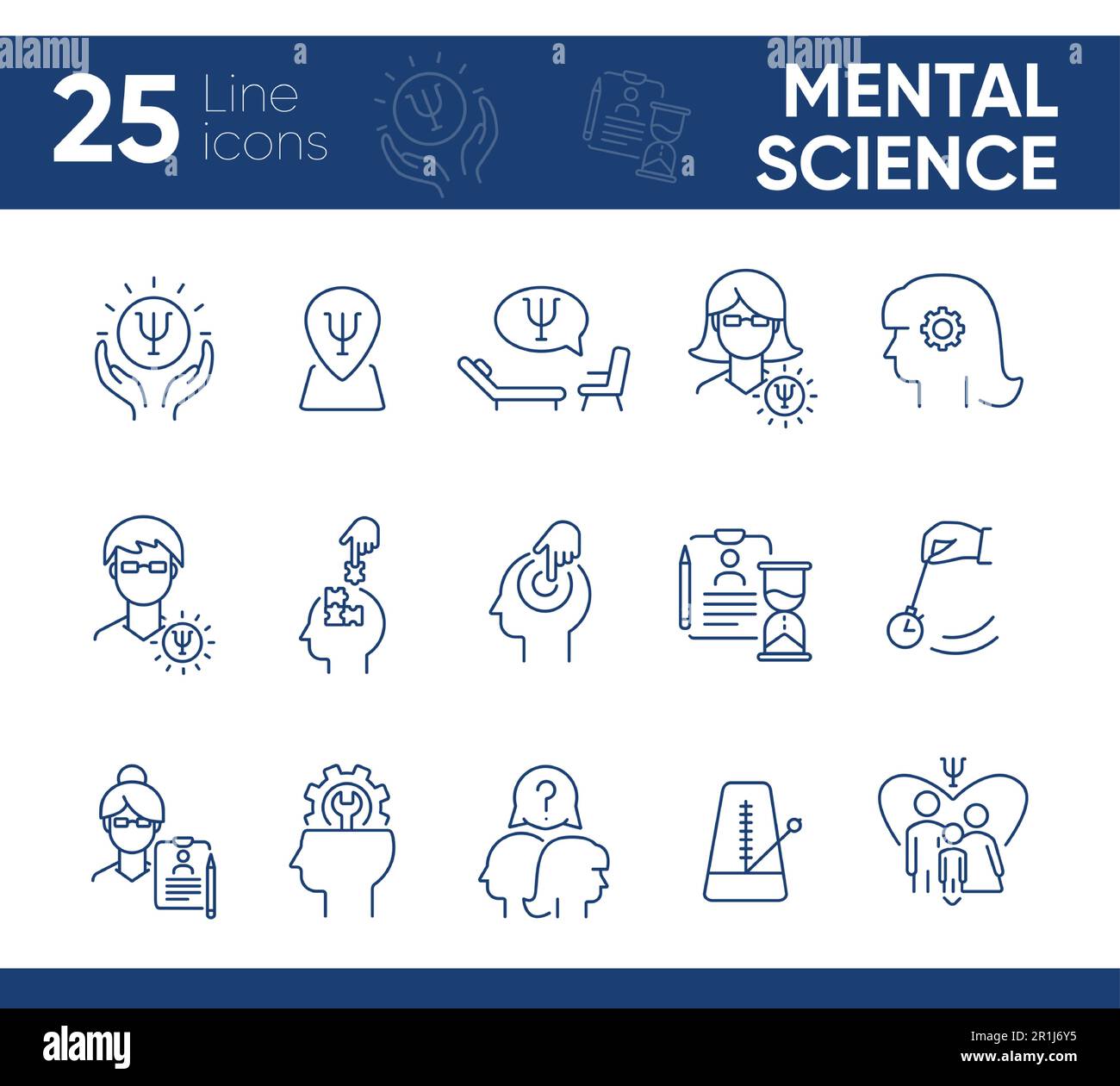 Mental science line icon set Stock Vector Image & Art - Alamy