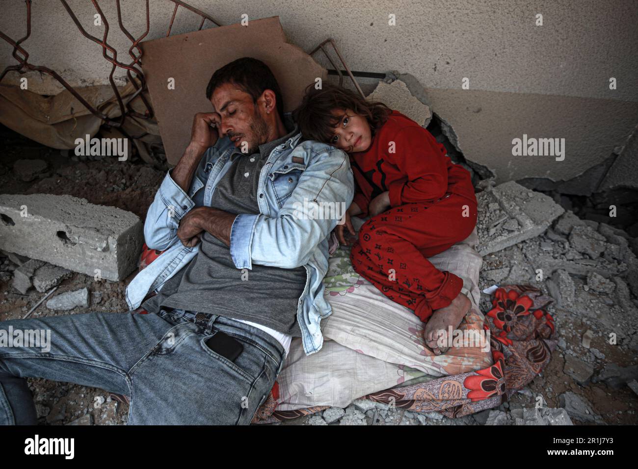 Gaza City. Palestine. 14th May 2023. The Nabhan family lost their home ...