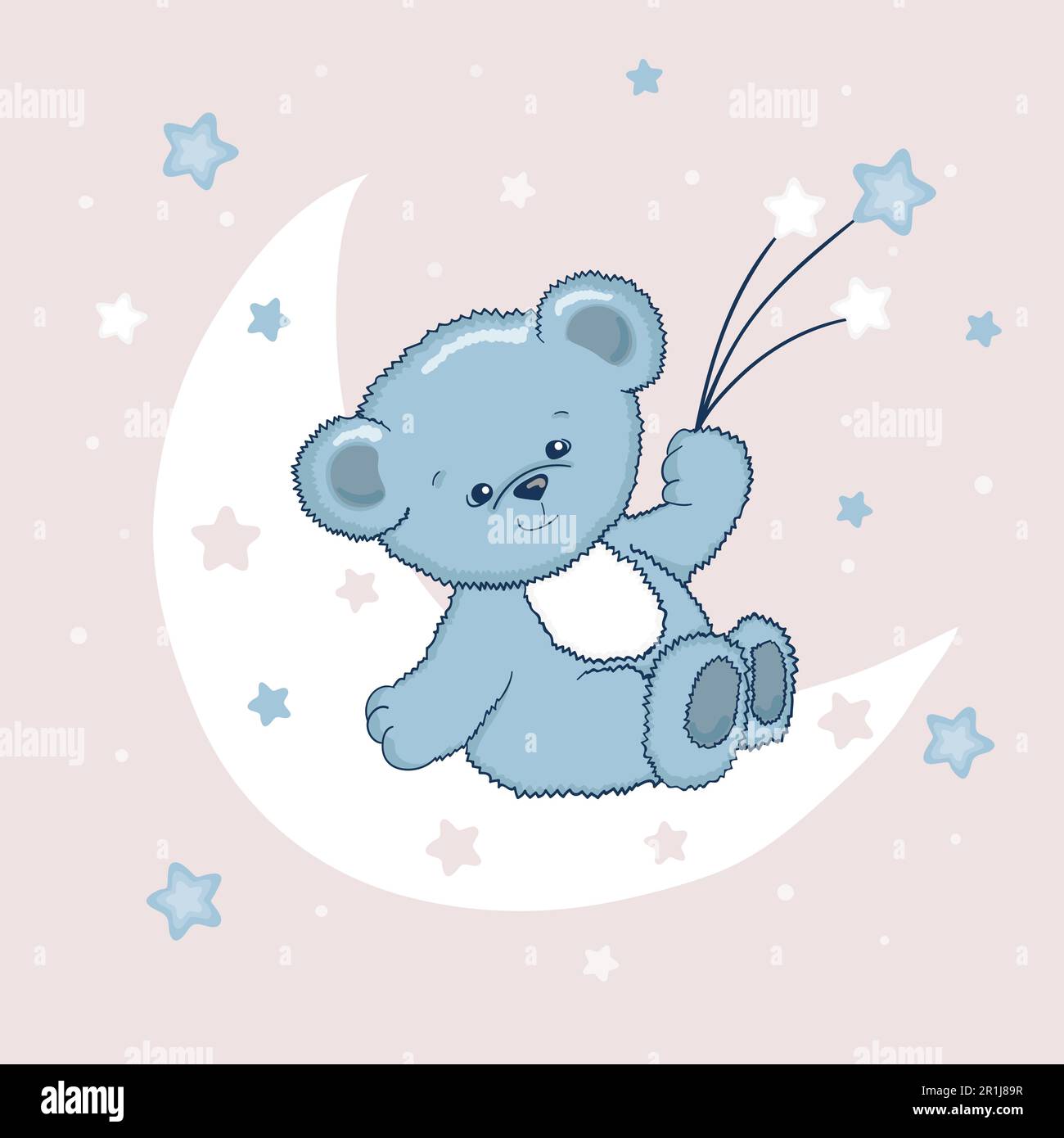 Cute Teddy Bear on the moon. Sweet dreams vector illustration Stock ...