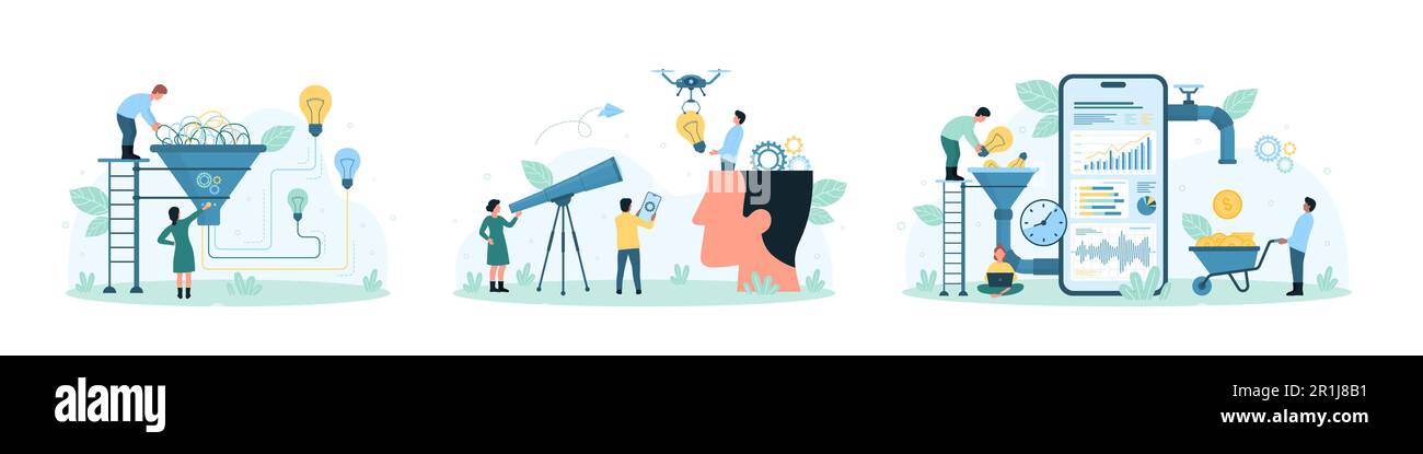 Business project, idea conversion for ecommerce set vector illustration ...