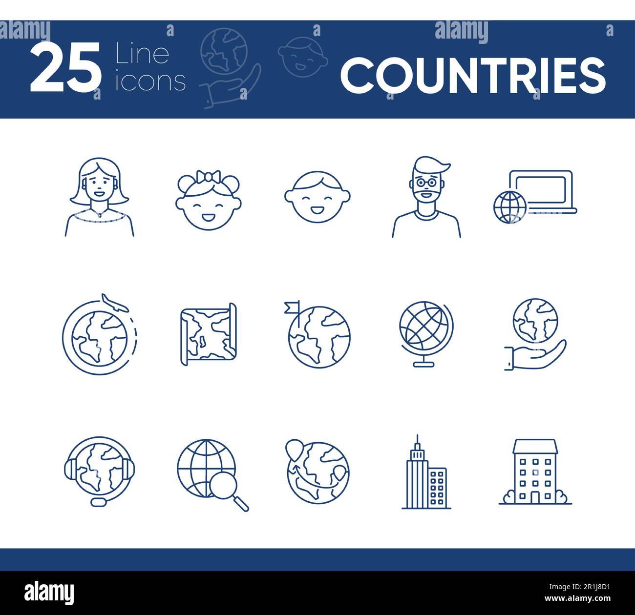 Countries line icon set Stock Vector Image & Art - Alamy