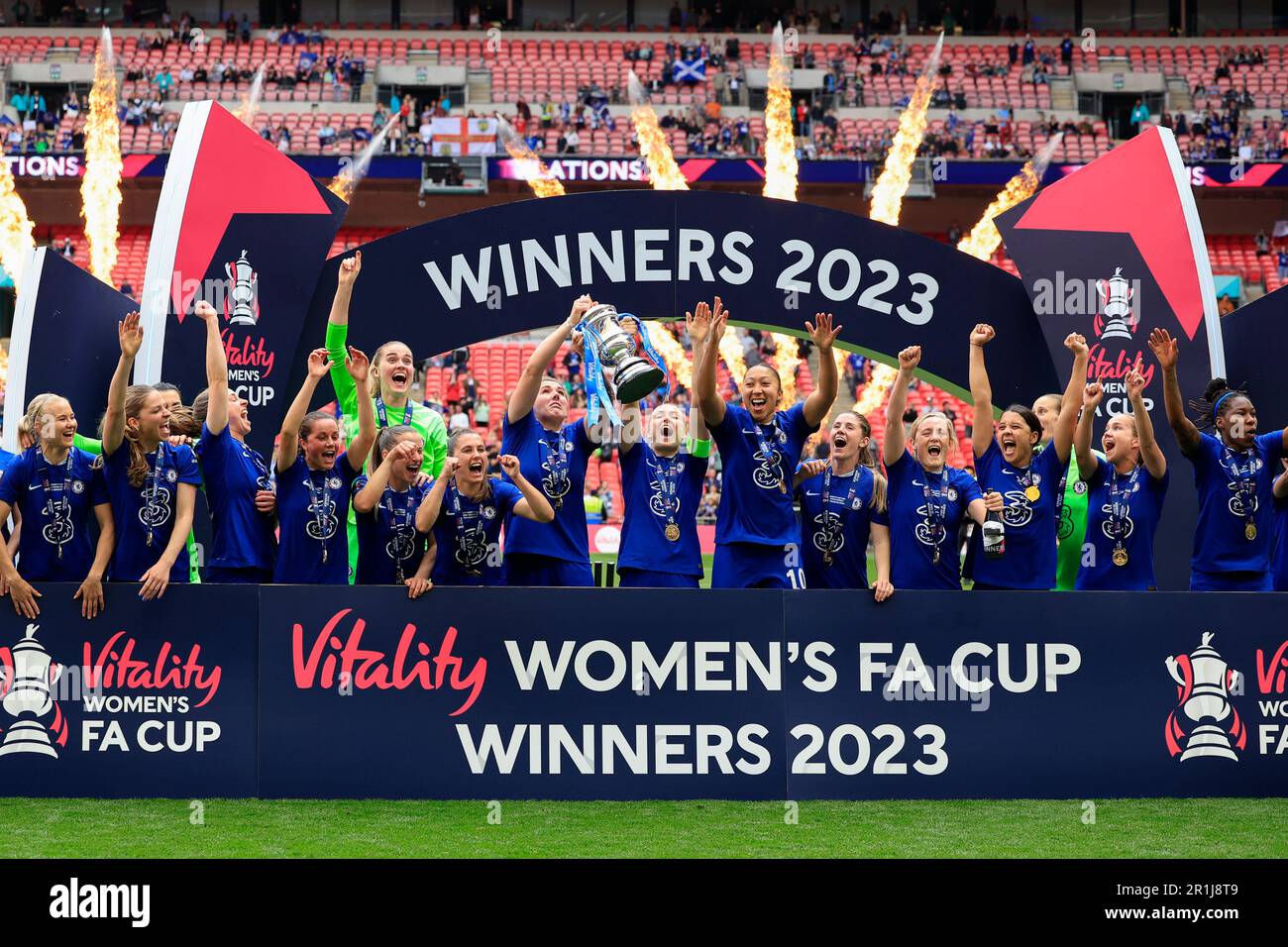 Chelsea players celebrate winning the 2003 FA Cup during the Vitality ...