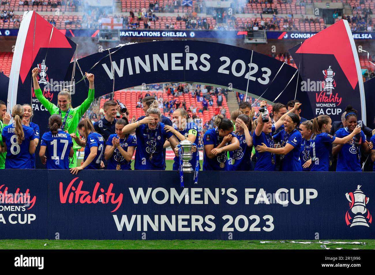 Chelsea players celebrate winning the 2003 FA Cup during the Vitality ...