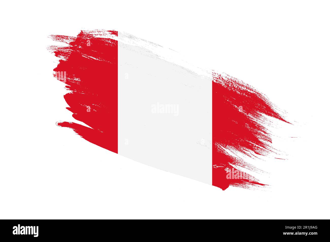 Peru flag with stroke brush painted effects on isolated white ...