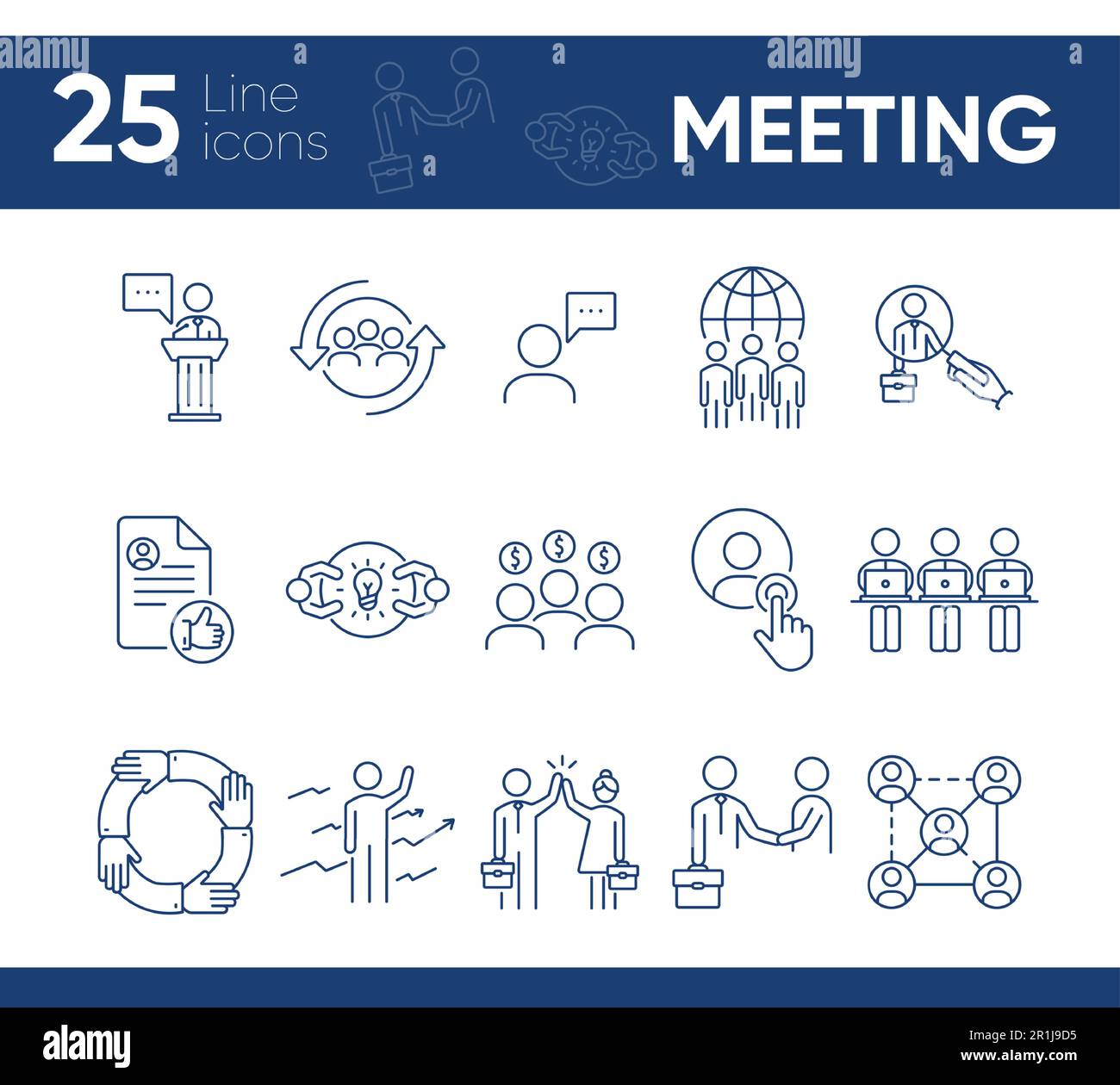 Meeting line icon set Stock Vector Image & Art - Alamy