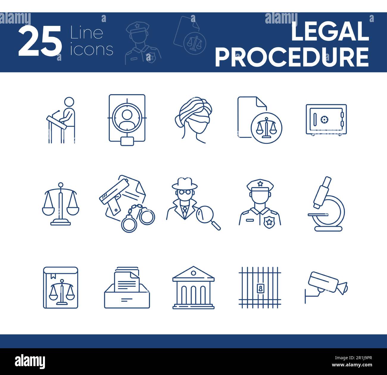 Legal procedure line icon set Stock Vector Image & Art - Alamy