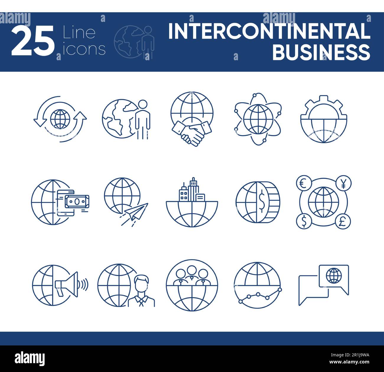 Intercontinental business line icon set Stock Vector Image & Art - Alamy