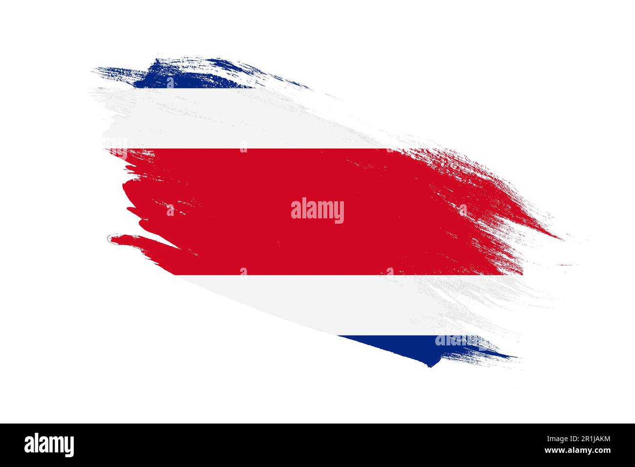 Costa Rica flag with stroke brush painted effects on isolated white ...