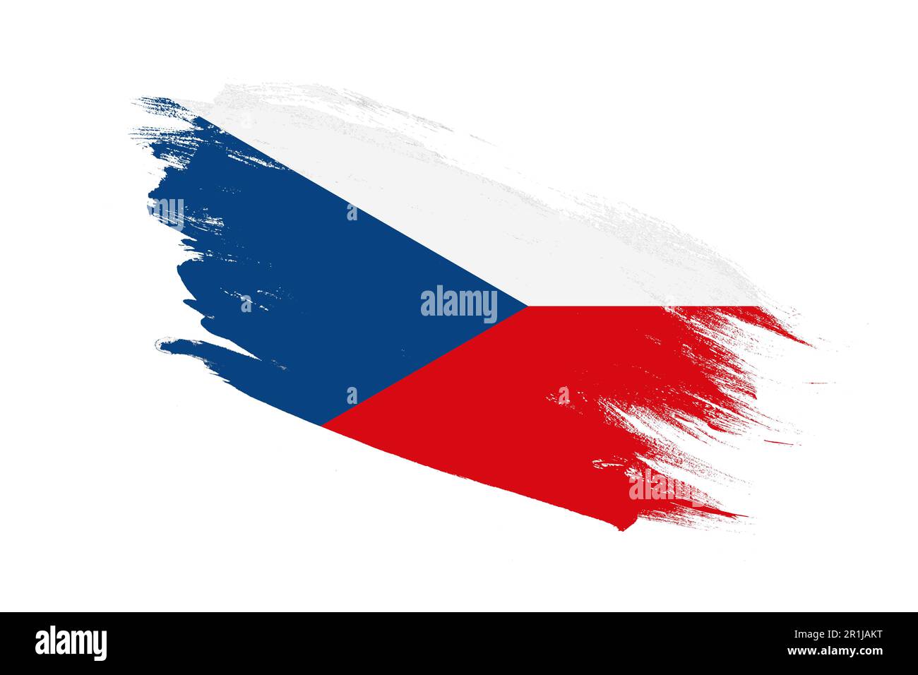 Czech Republic flag with stroke brush painted effects on isolated white ...