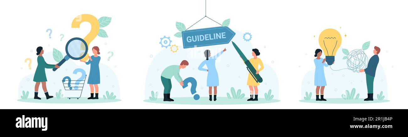 Making decision, choice set vector illustration. Cartoon tiny people ...