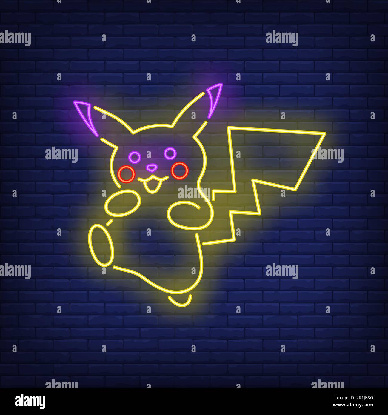 Cute cartoon creature neon sign Stock Vector Image & Art - Alamy