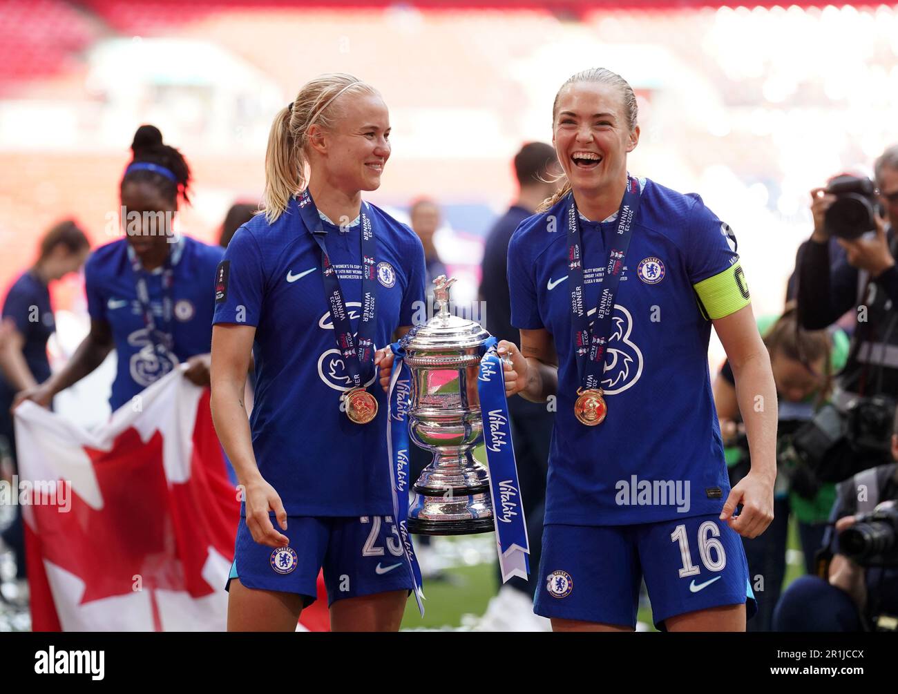 Chelsea's Pernille Harder (left) and Magdalena Eriksson celebrate with ...