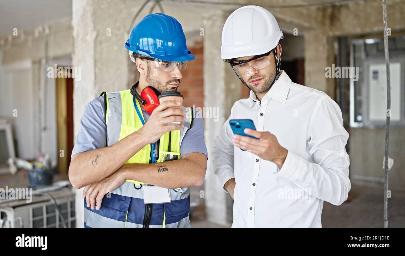 Construction drinking coffee construction site hi-res stock photography ...