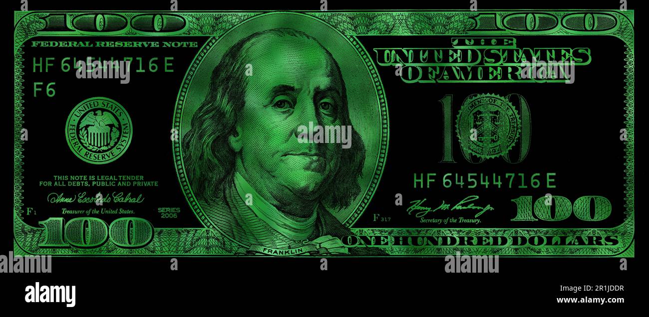 green US 100 dollar banknote for design purpose Stock Photo - Alamy