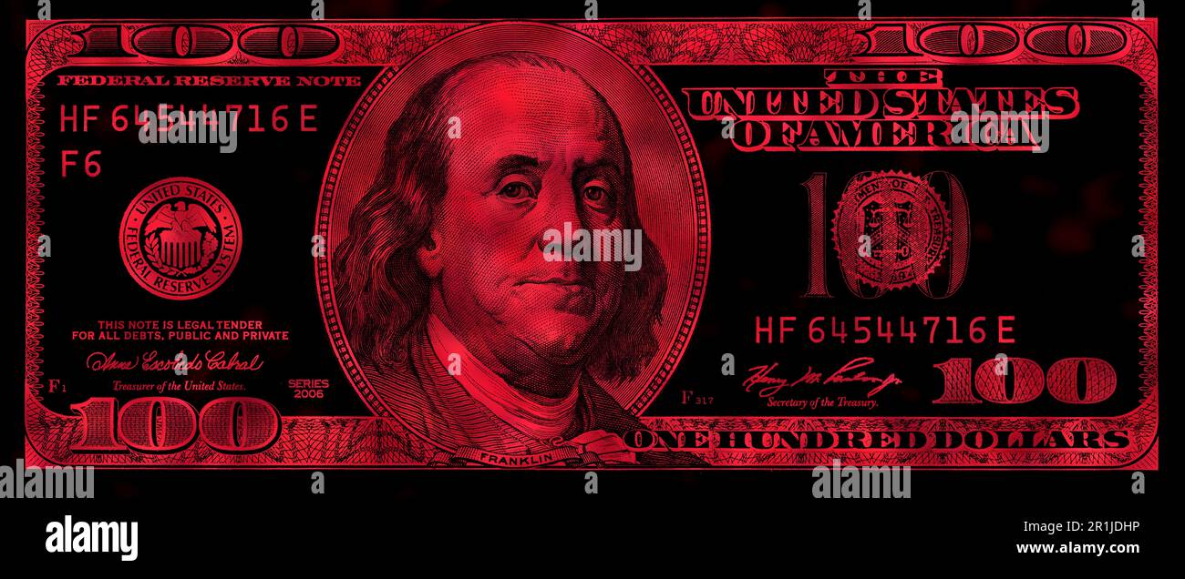 red old 100 dollar banknote for design purpose Stock Photo - Alamy