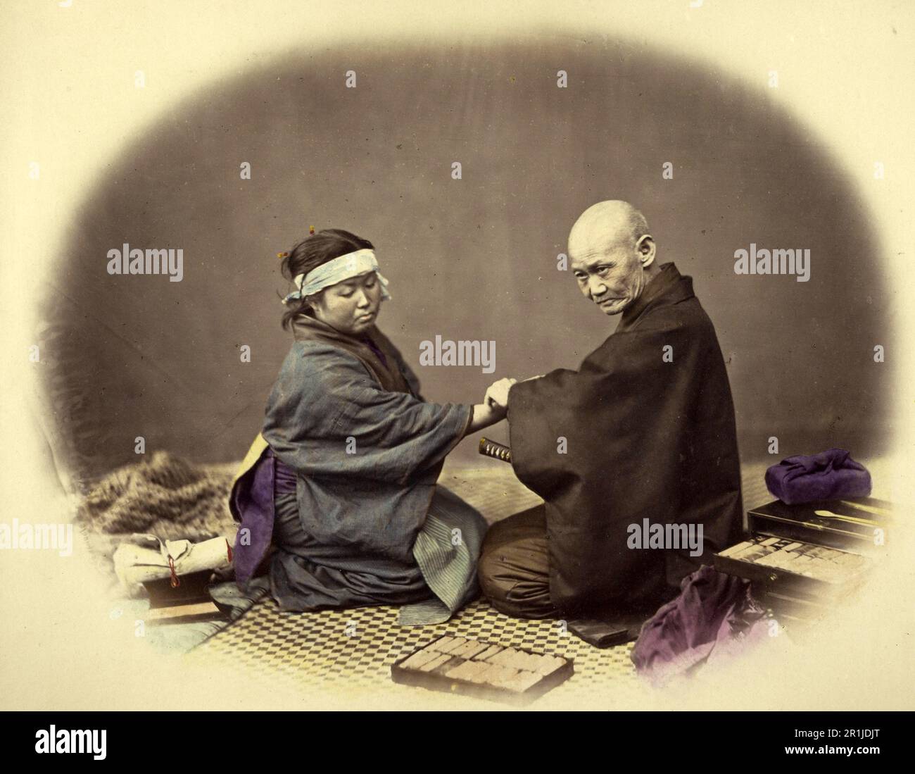 Japanese doctor and patient, 1868, Japan, Historic, digitally restored ...