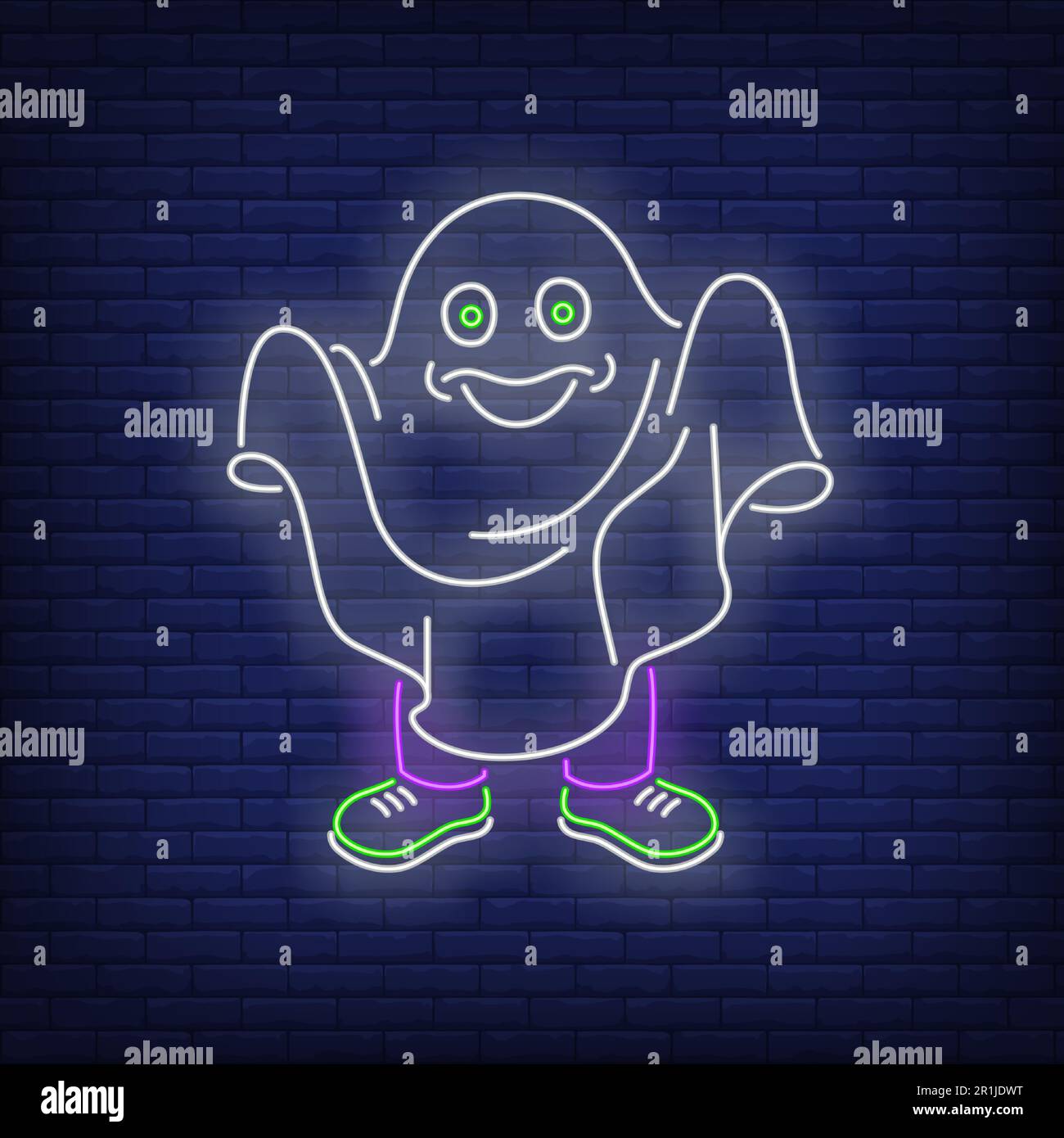 Person wearing white sheet and pretending to be ghost neon sign Stock ...