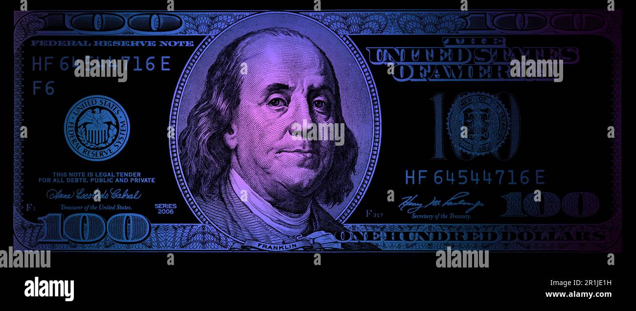 blue US 100 dollar banknote for design purpose Stock Photo - Alamy