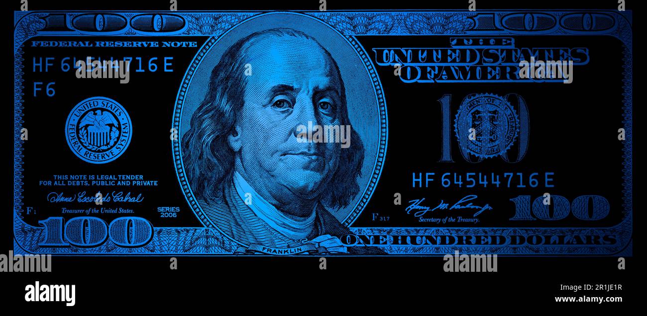 blue US 100 dollar banknote for design purpose Stock Photo - Alamy