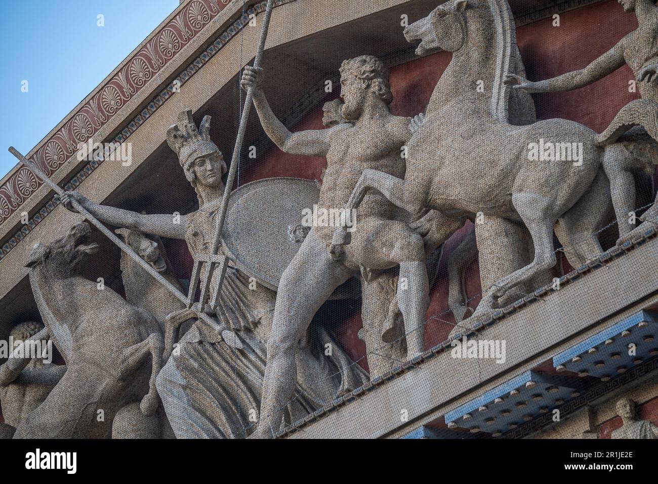 A close-up of the statues of the original Parthenon in Athens Stock ...