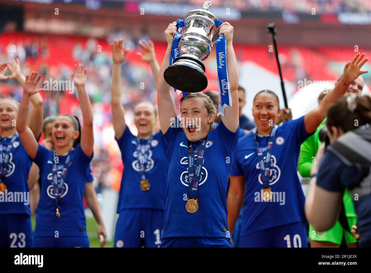 London, UK. 14th May, 2023. Erin Cuthbert (22 Chelsea) celebrates ...