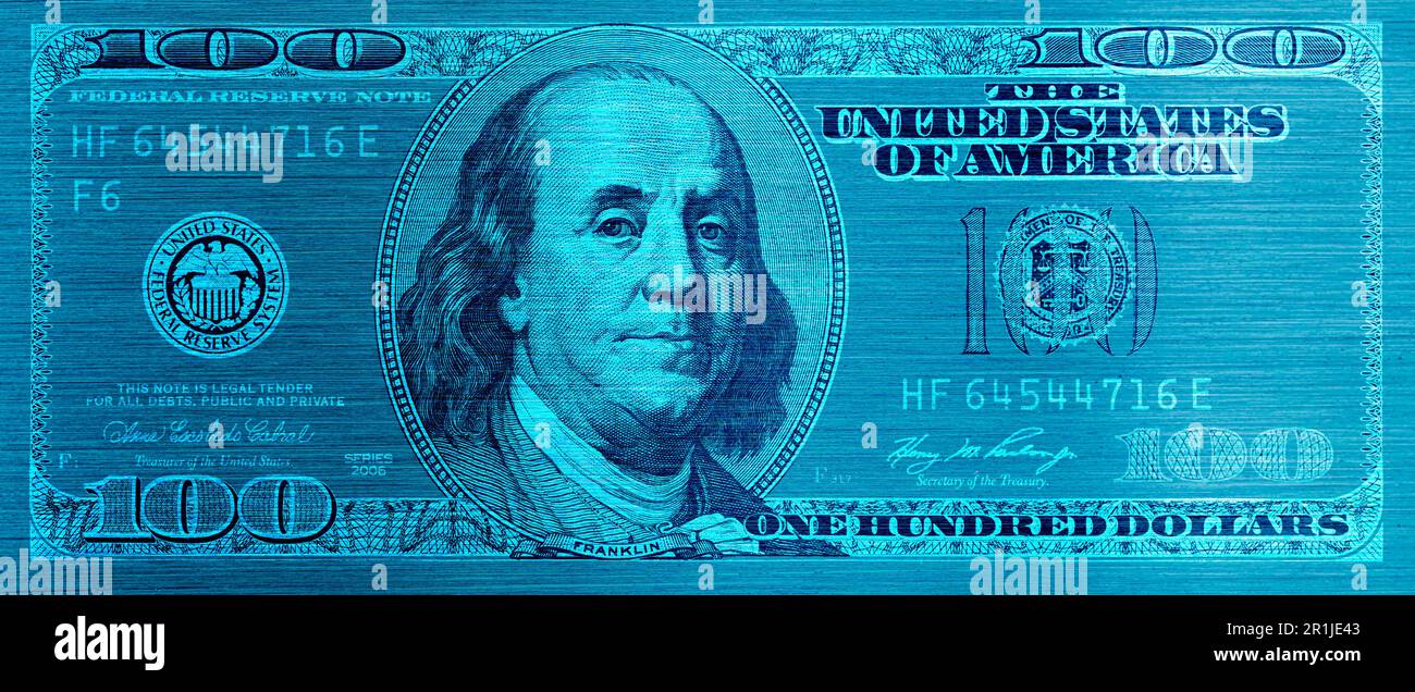 blue US 100 dollar banknote for design purpose Stock Photo - Alamy