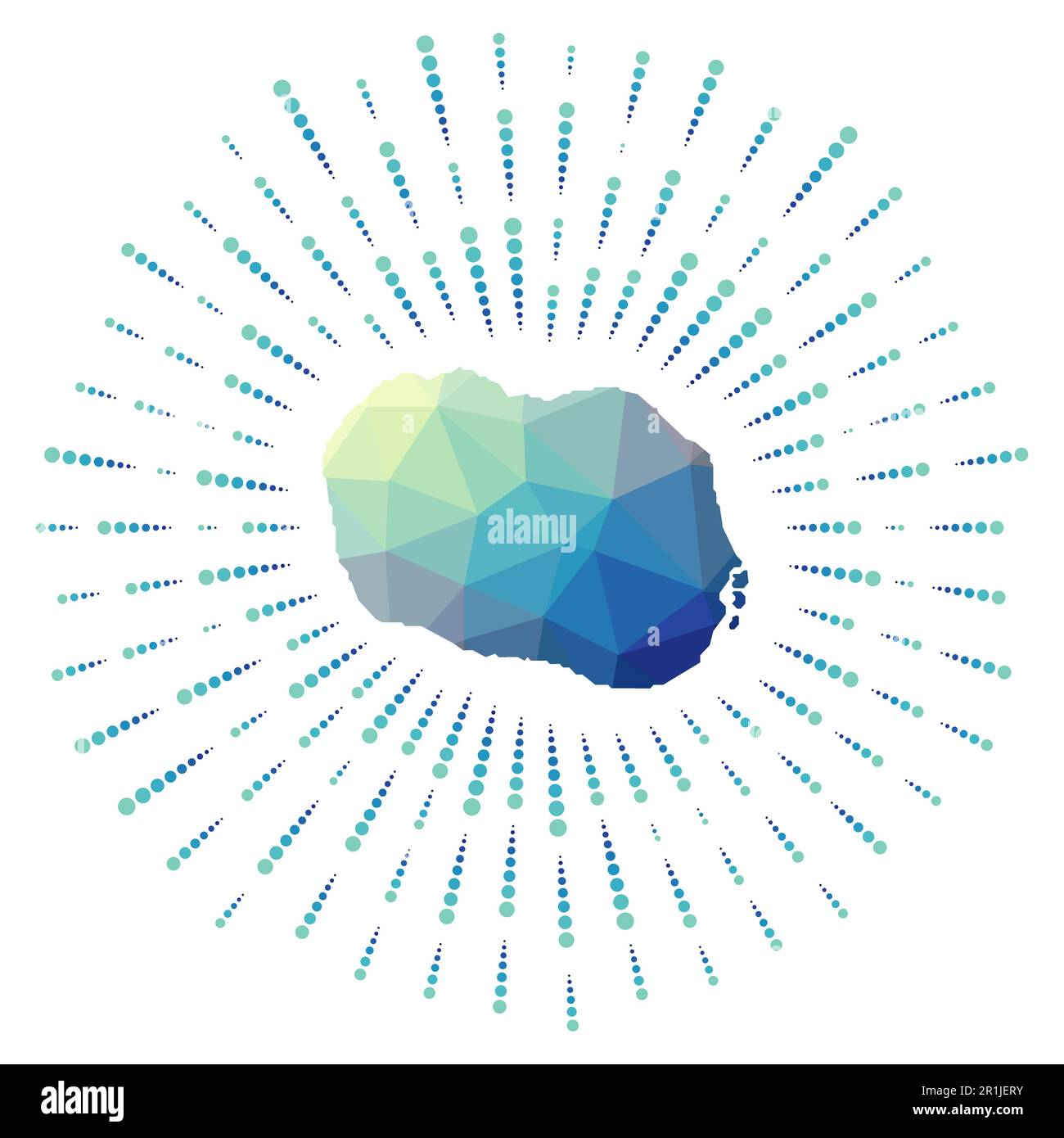 Shape of Cook Islands, polygonal sunburst. Map of the island with ...