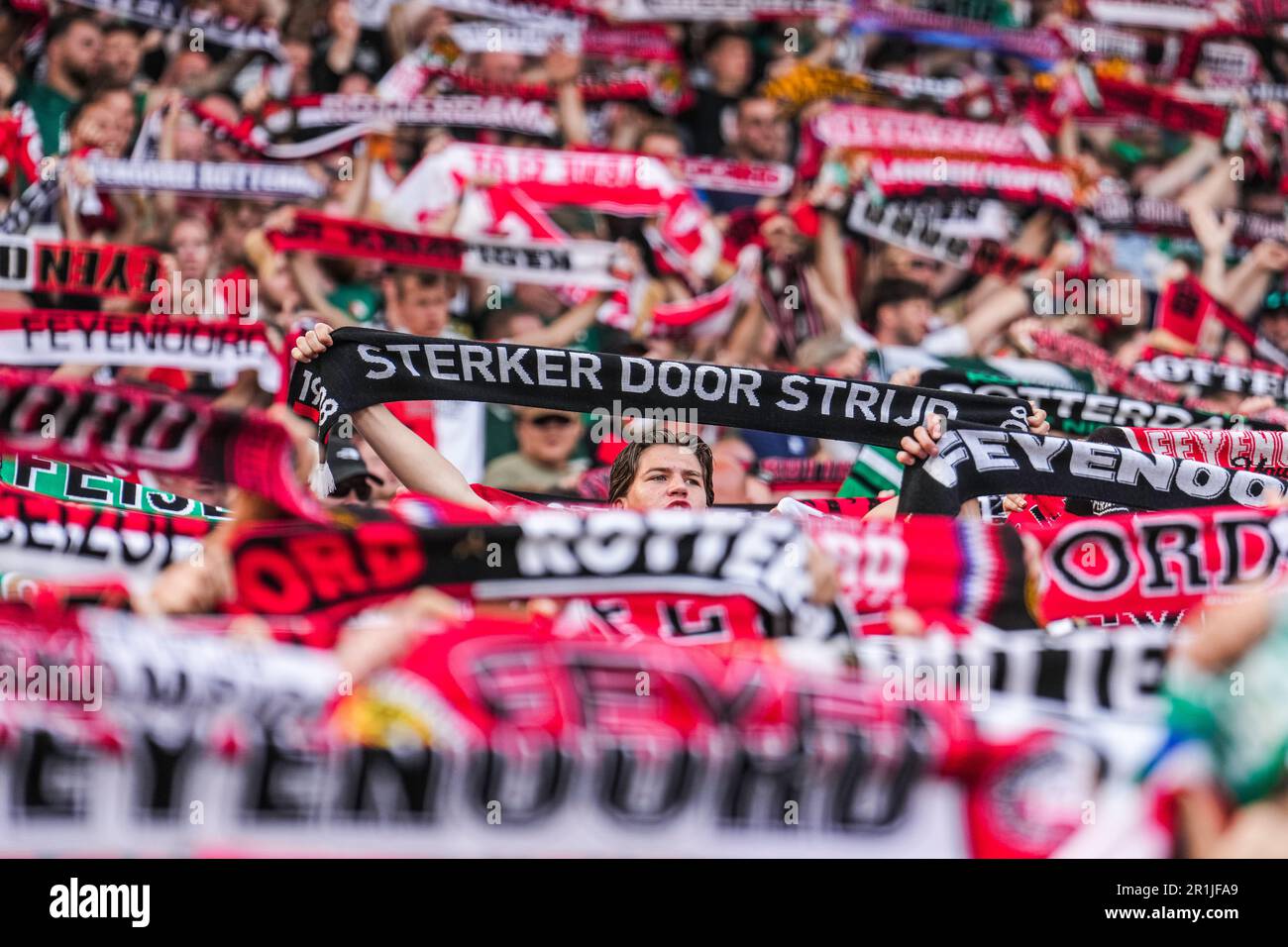 Rotterdam, Netherlands. 14th May, 2023. Rotterdam - Fans of Feyenoord ...