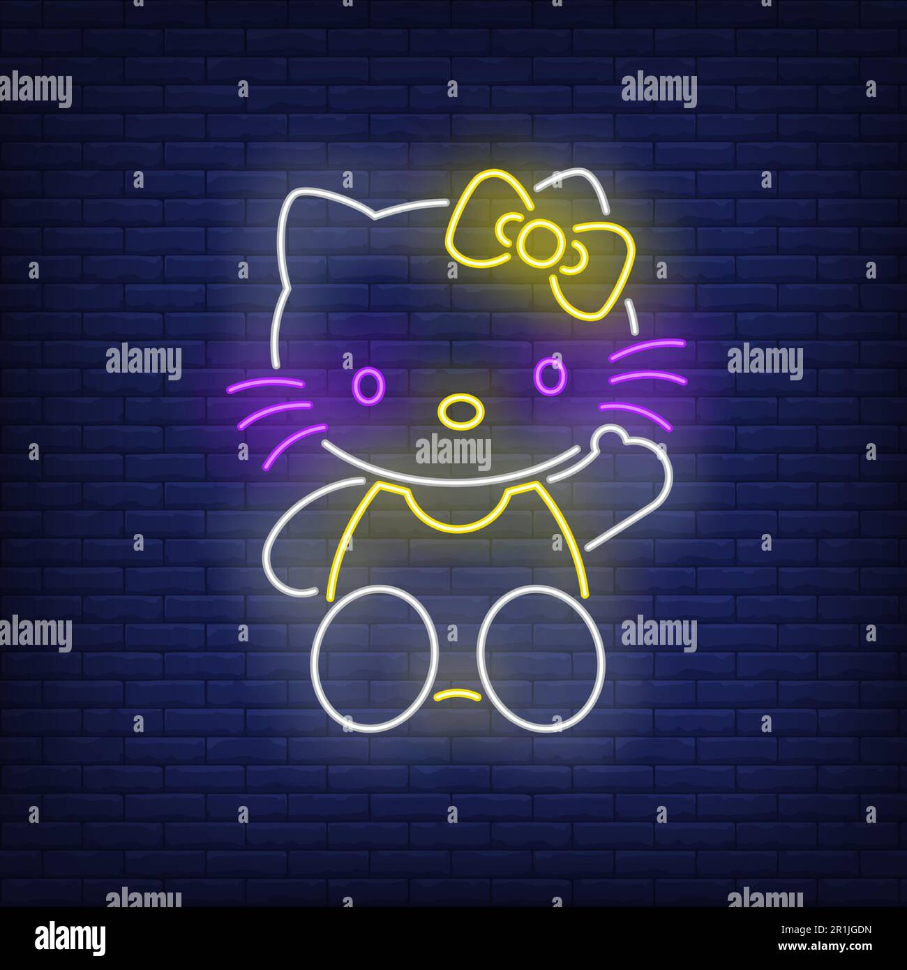 Cute kitten waving paw neon sign Stock Vector Image & Art - Alamy