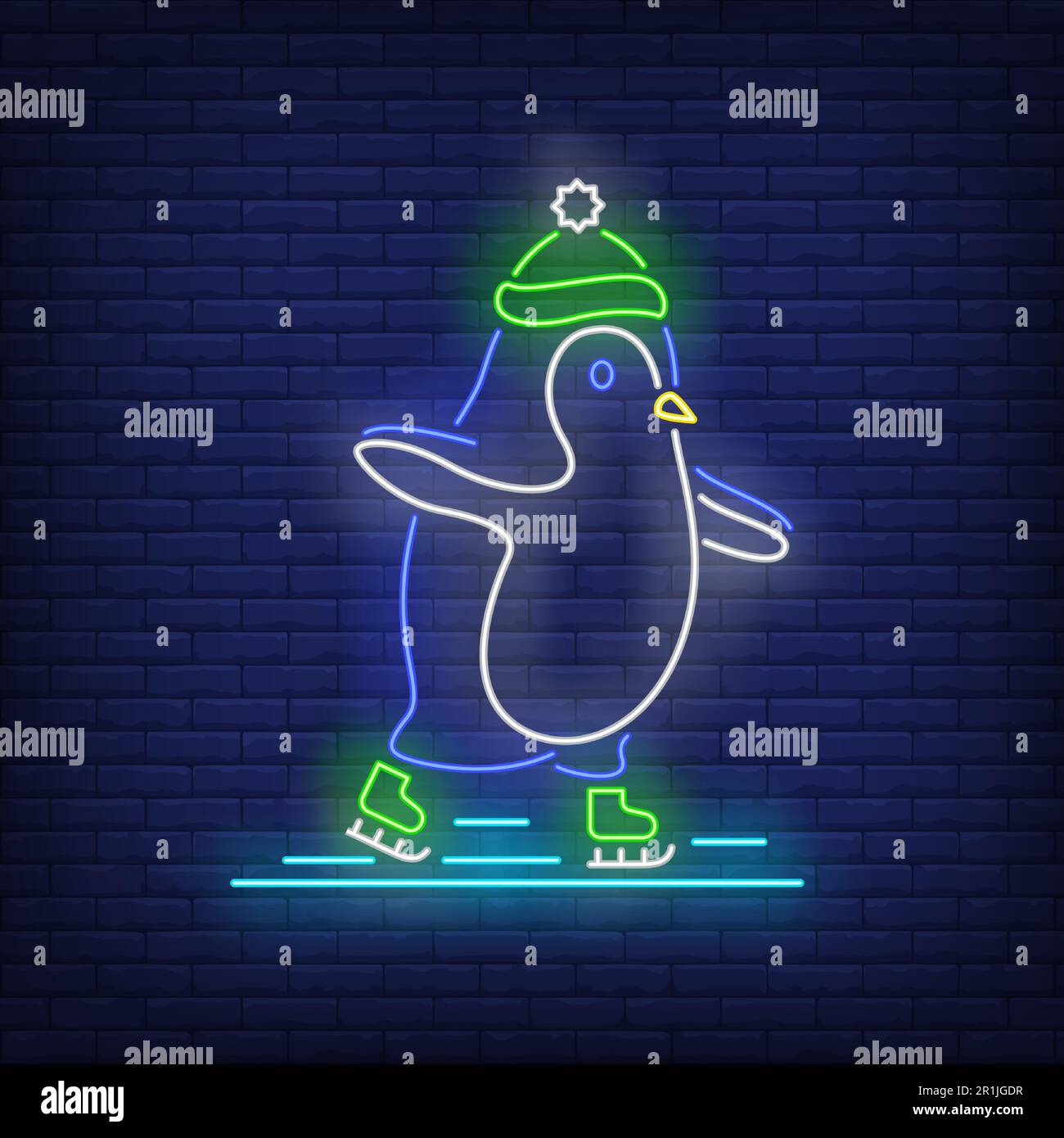 Penguin in skates neon sign Stock Vector Image & Art - Alamy