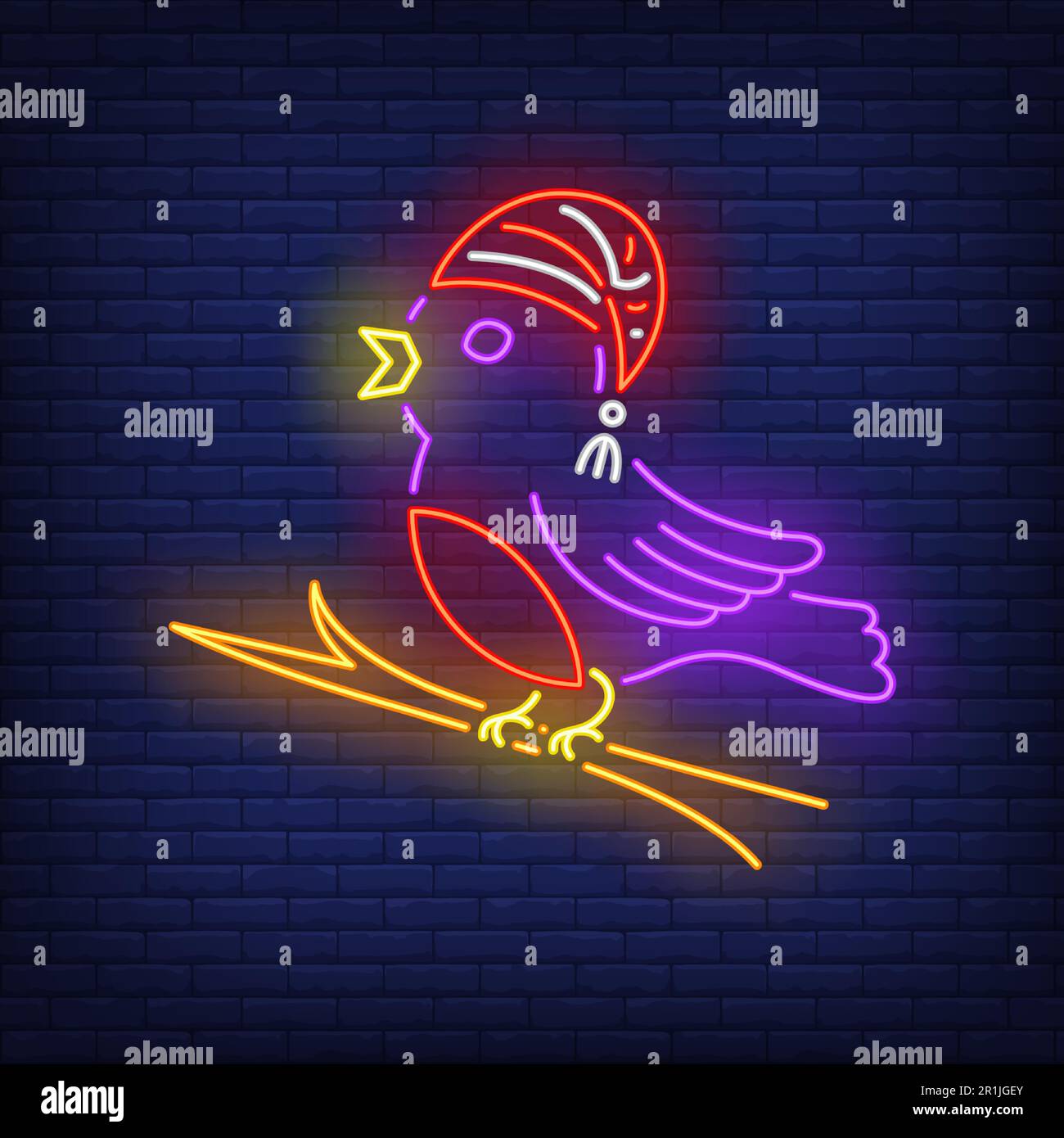 Bird in cap neon sign Stock Vector Image & Art - Alamy
