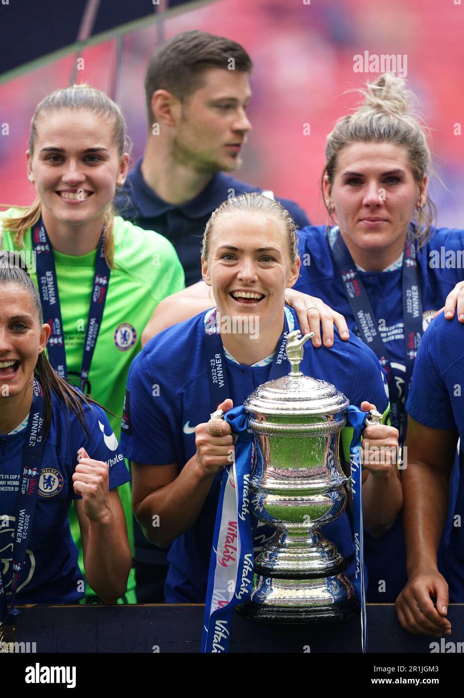Chelsea's Magdalena Eriksson celebrates with the trophy following the ...