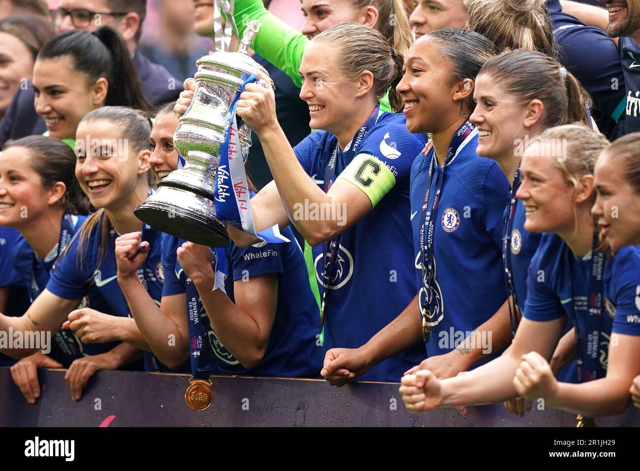 Chelsea's Magdalena Eriksson celebrates with the trophy following the ...