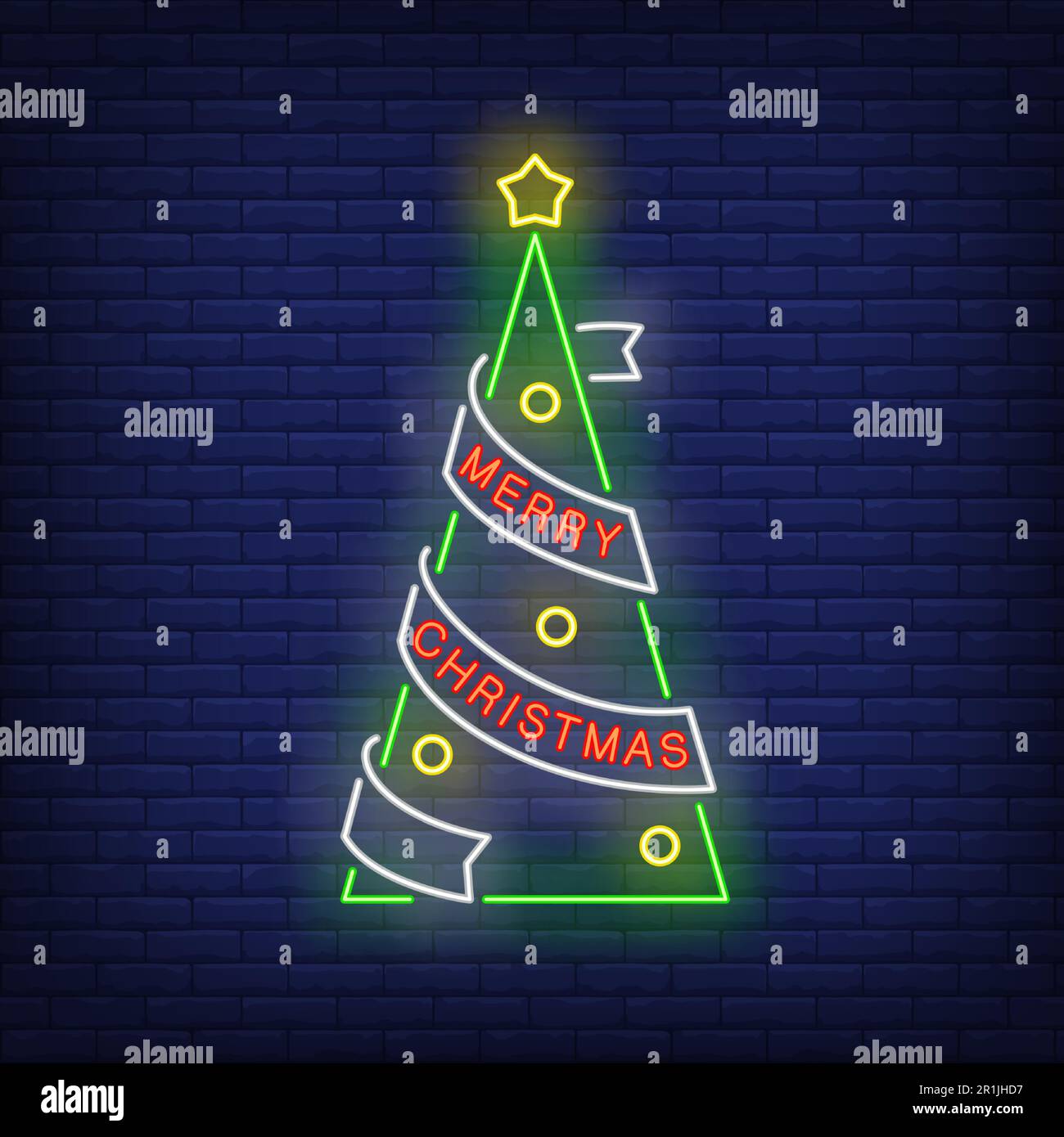 Merry Christmas tree neon sign Stock Vector Image & Art - Alamy