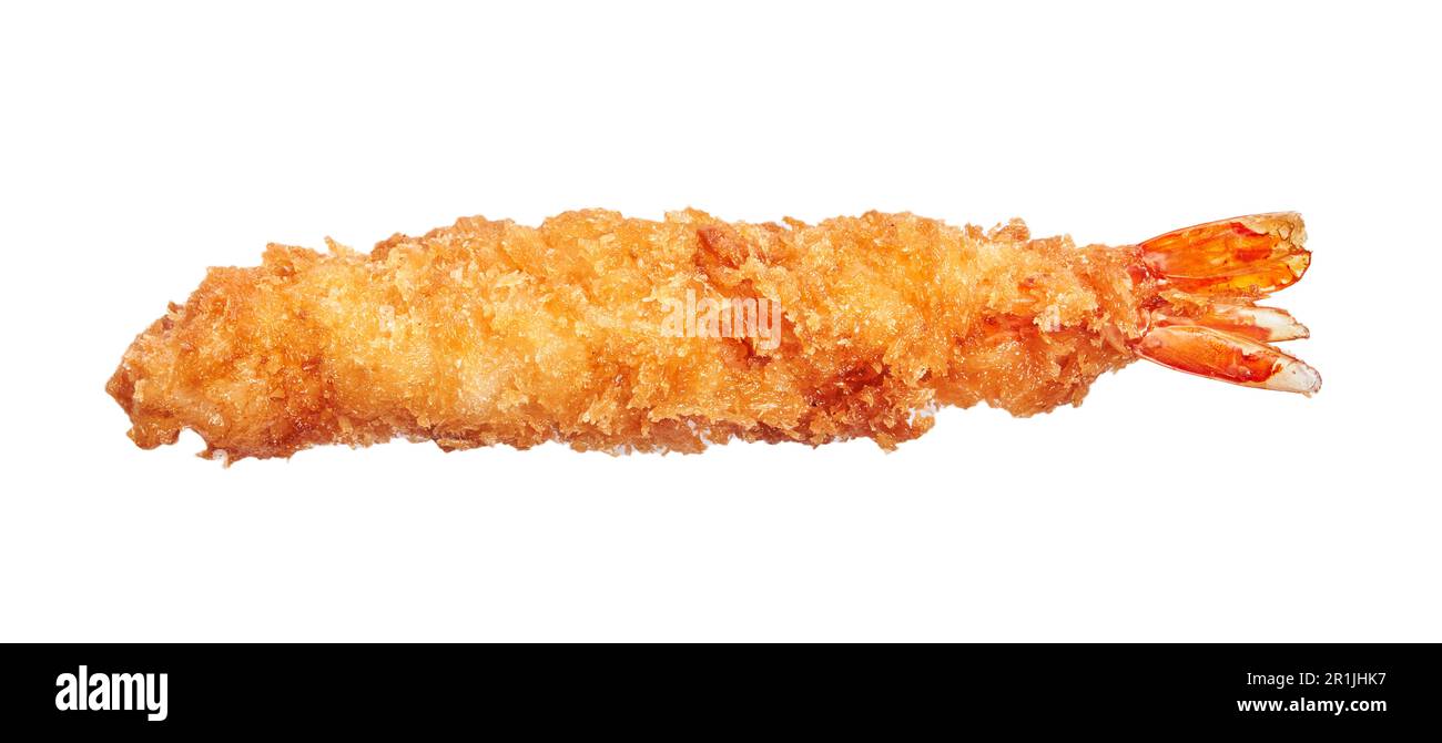 Delicious single tempura prawn over isolated white background Stock ...