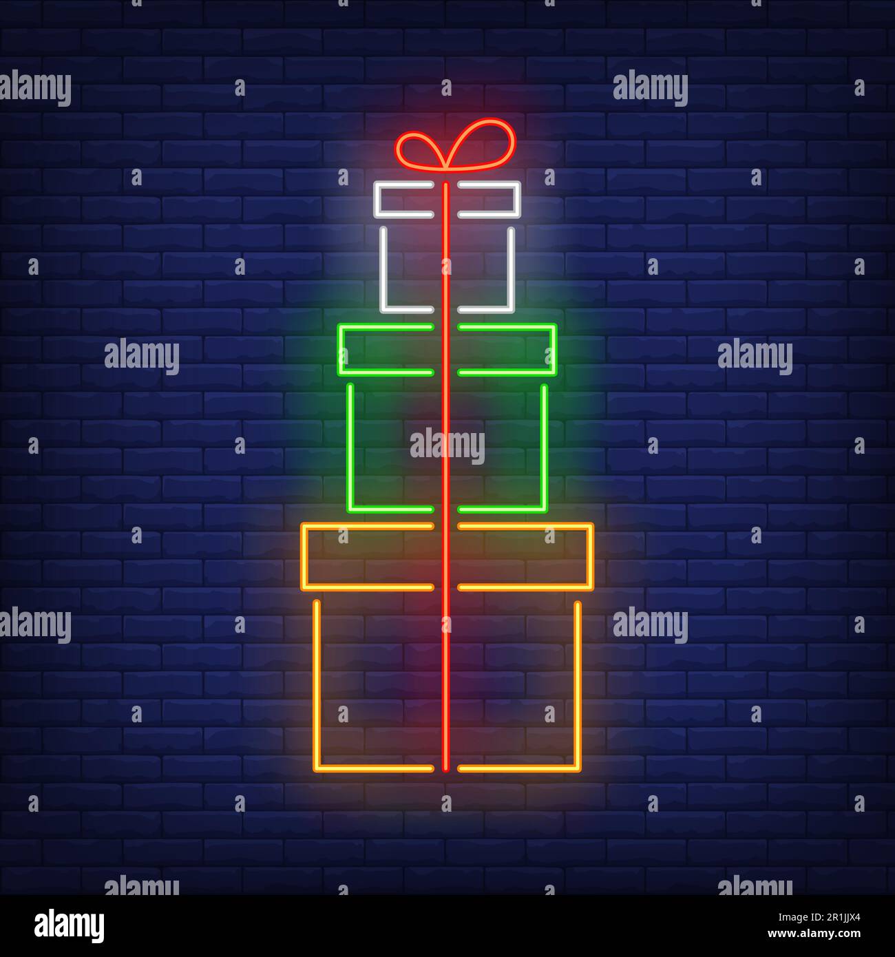 Stack of presents neon sign Stock Vector Image & Art - Alamy