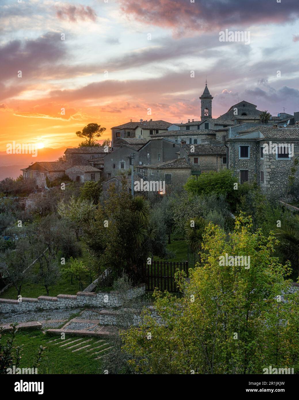 Scenic sunset view in Arpino, ancient town in the province of Frosinone ...