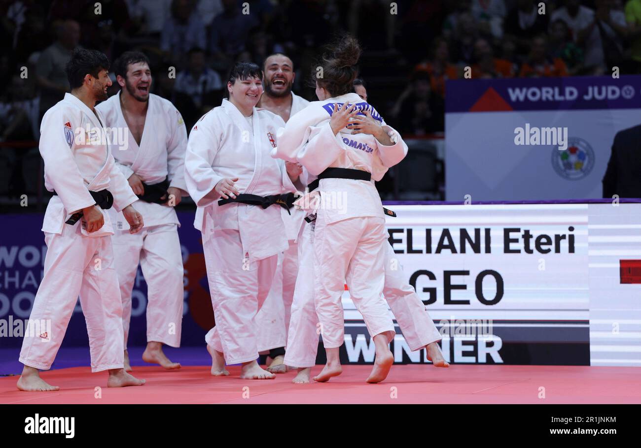 Members of Georgia celebrate during World Judo Championships 2023 mixed ...