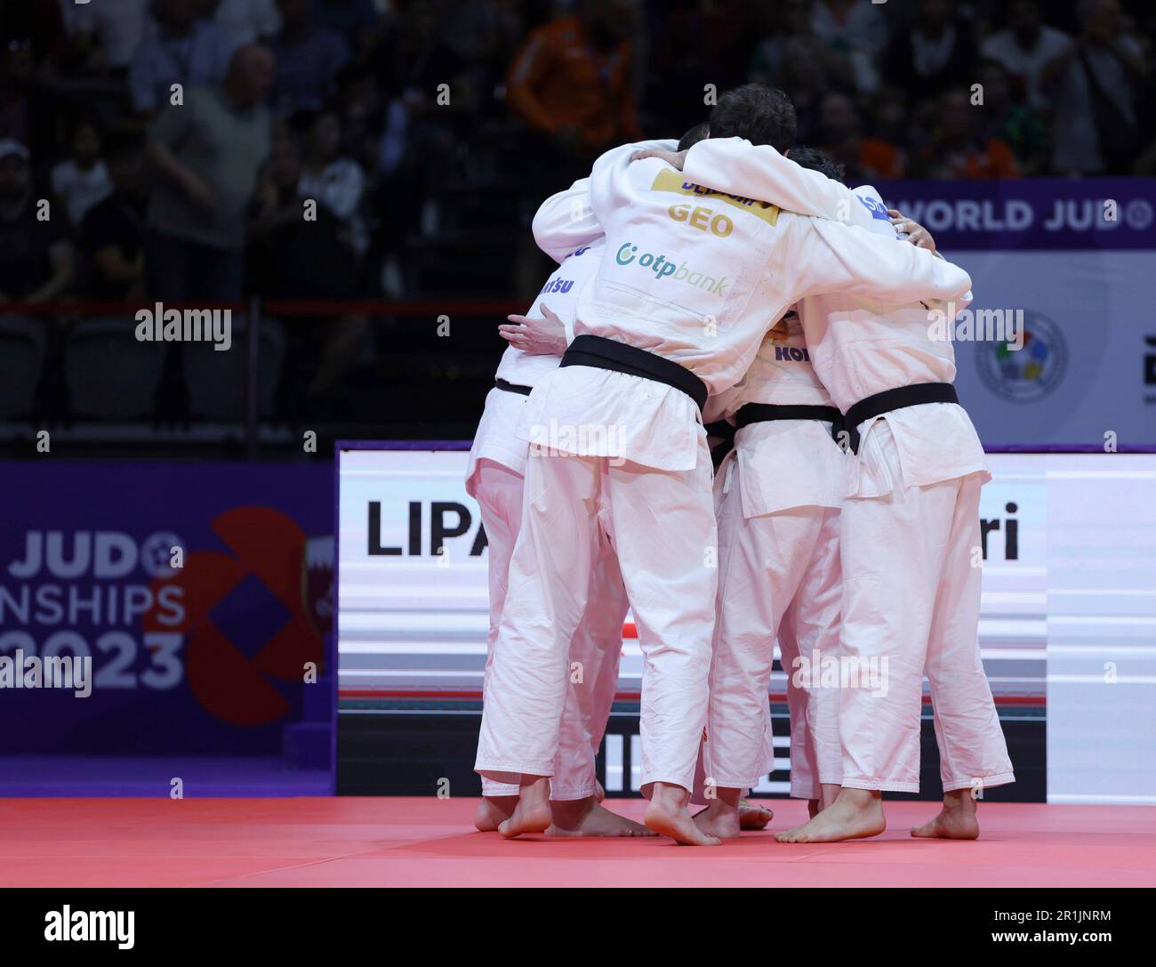 Members of Georgia celebrate during World Judo Championships 2023 mixed ...