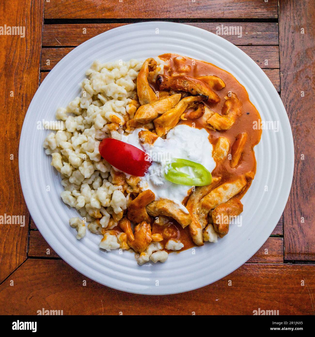 Authentic Hungarian dish - Perkelt with Galuska dumplings Stock Photo ...